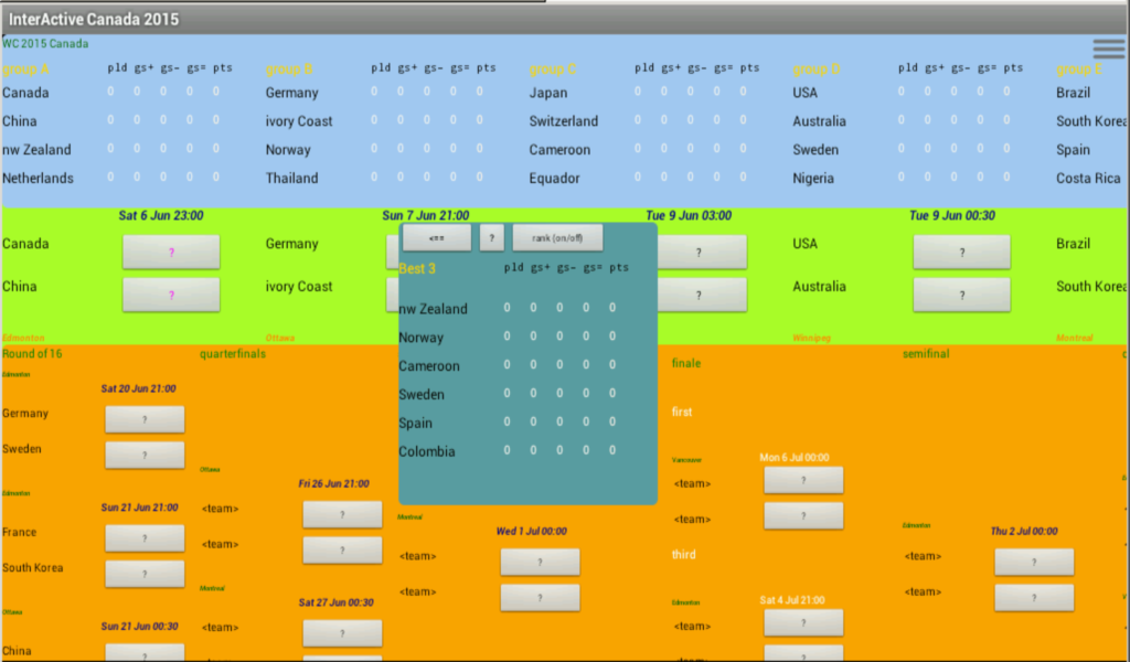 Interactive Schedule WC2015 - App on Amazon Appstore