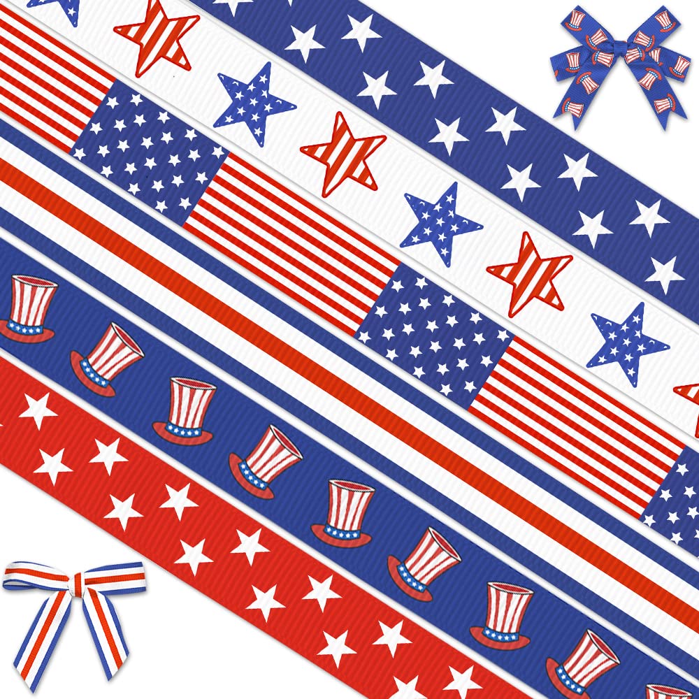 Snapklik.com : 6 Rolls 30 Yards Patriotic 4th Of July Ribbons, 3/8 ...