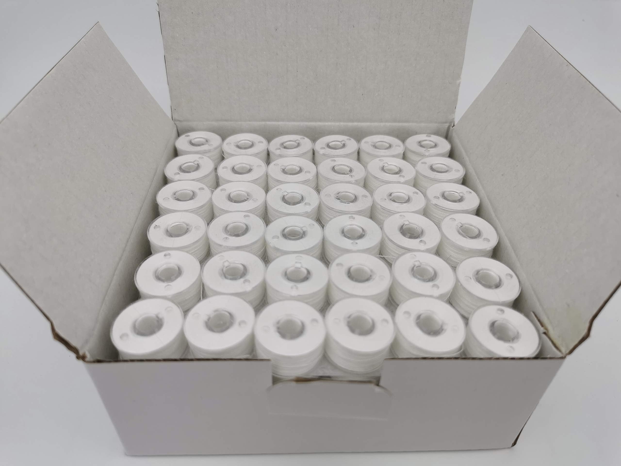 New brothread 144pcs White 60S/2(90WT) Prewound Bobbin Thread Plastic ...
