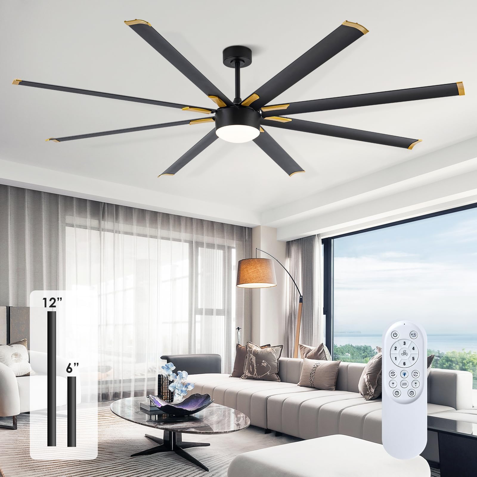 Amazon.com: Yoedivu 84 Inch Industrial Ceiling Fan - Large Black and ...