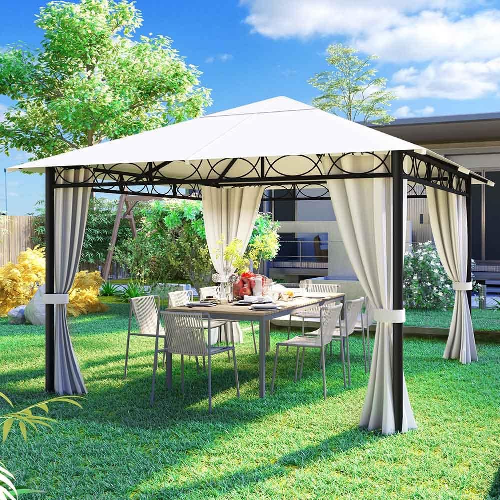 GAZEBO DA GIARDINO 3X3 O 3X4 IN ALLUMINIO TELO ANTIPIOGGIA ZANZARIERA E ...
