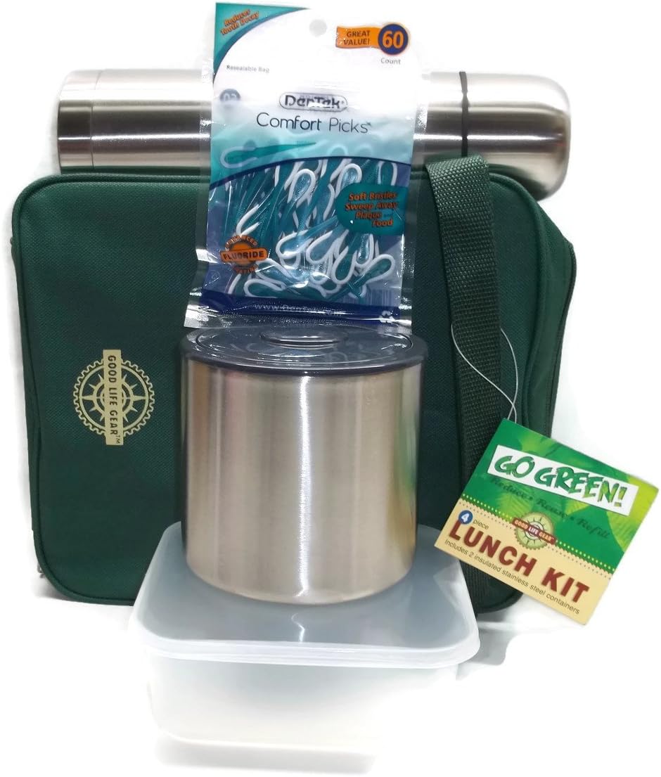 Amazon.com: Good Life Gear 4 Piece Lunch Kit Go Green: Lunch Boxes ...