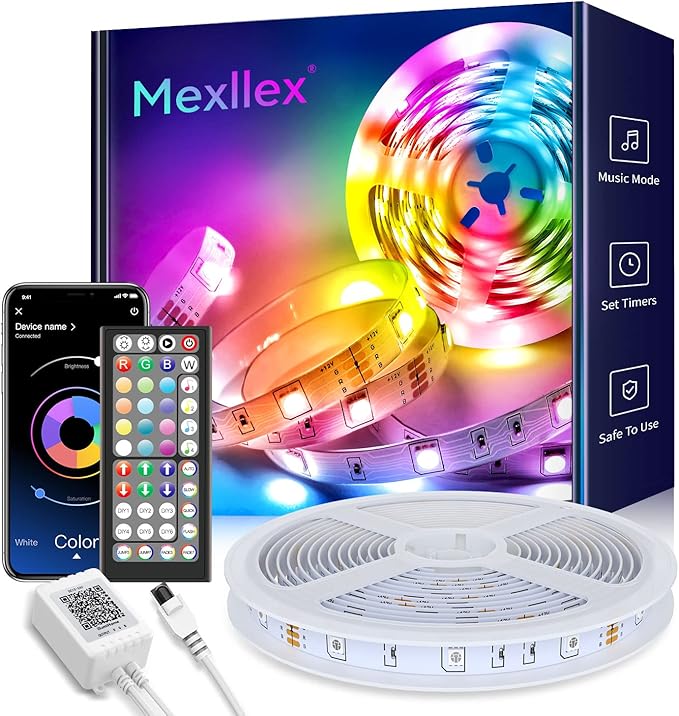 Mexllex LED Strip 5m, RGB LED Streifen, Farbwechsel LED Band mit IR ...