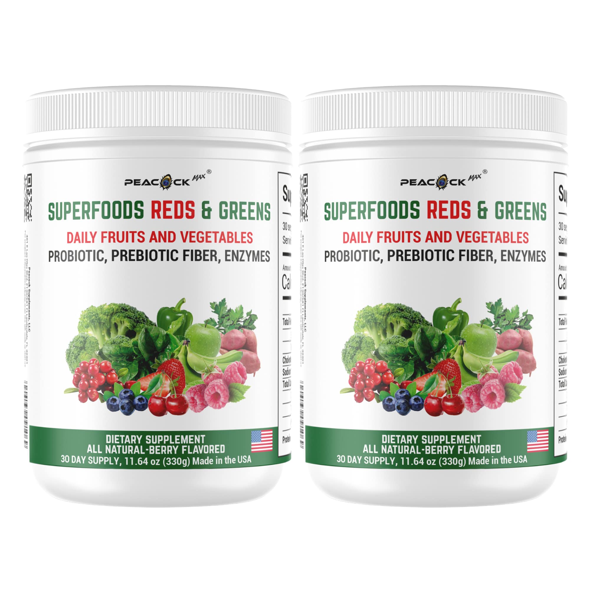 Amazon.com: Peacock Max Superfood Reds & Greens Powder - 11.64 oz, Pack ...