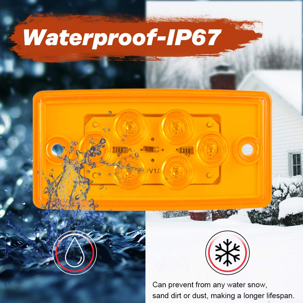 Grote 9216 6 LED Amber Truck Roof Lights - 5 Pack Waterproof Cab Marker ...