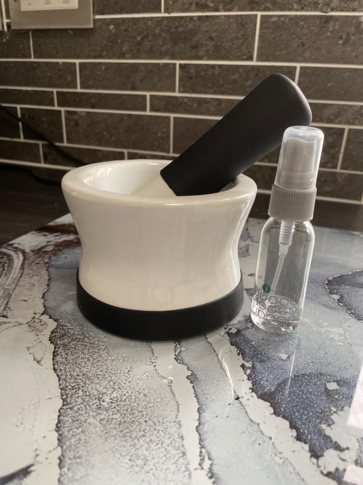 Ceramic Pestle & Mortar Set Non-Slip | Porcelain Spice and Herb Grinder ...