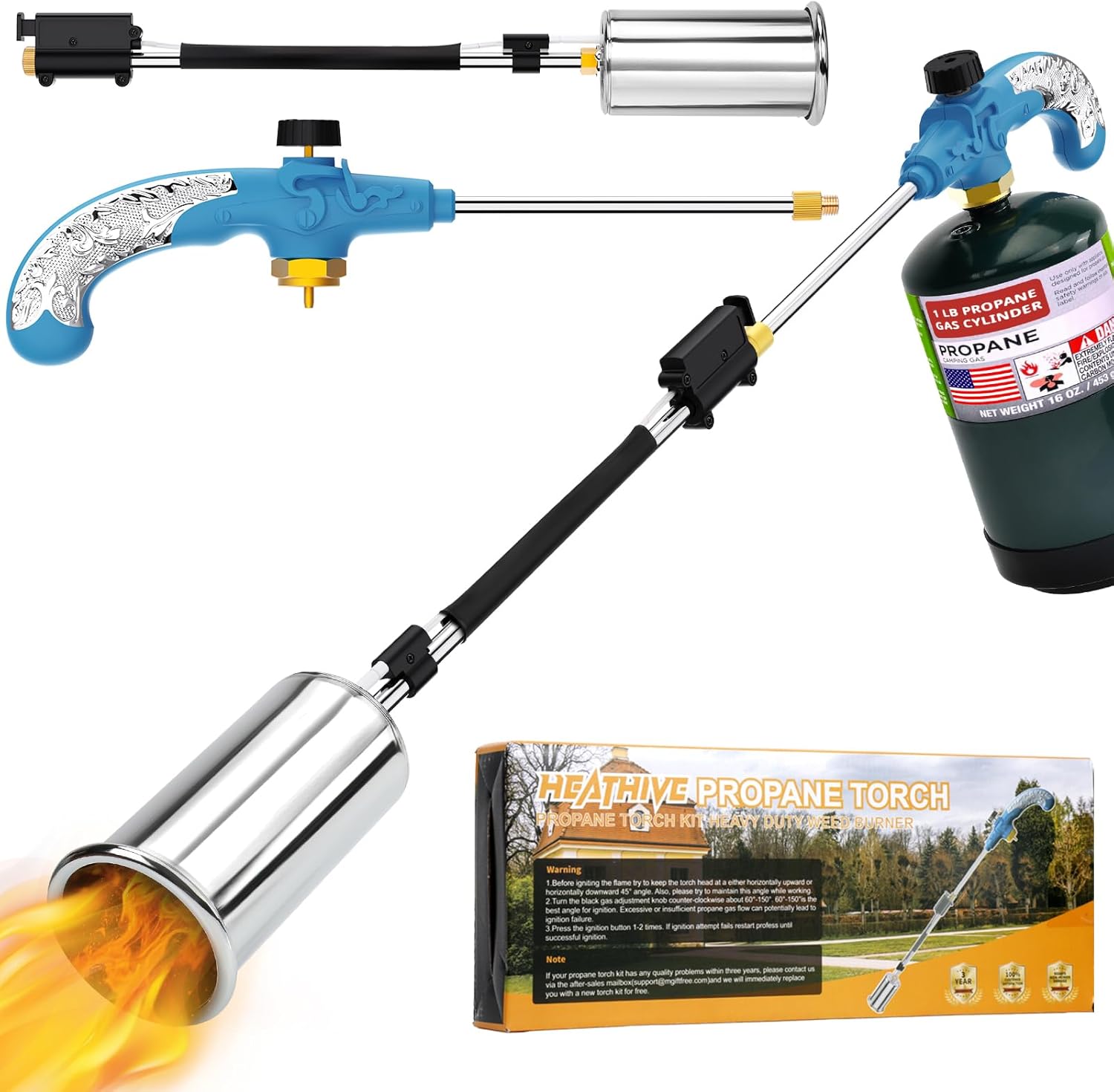 Amazon.com : Propane Torch Weed Burner,Flamethrower Blow Torch, Heavy ...