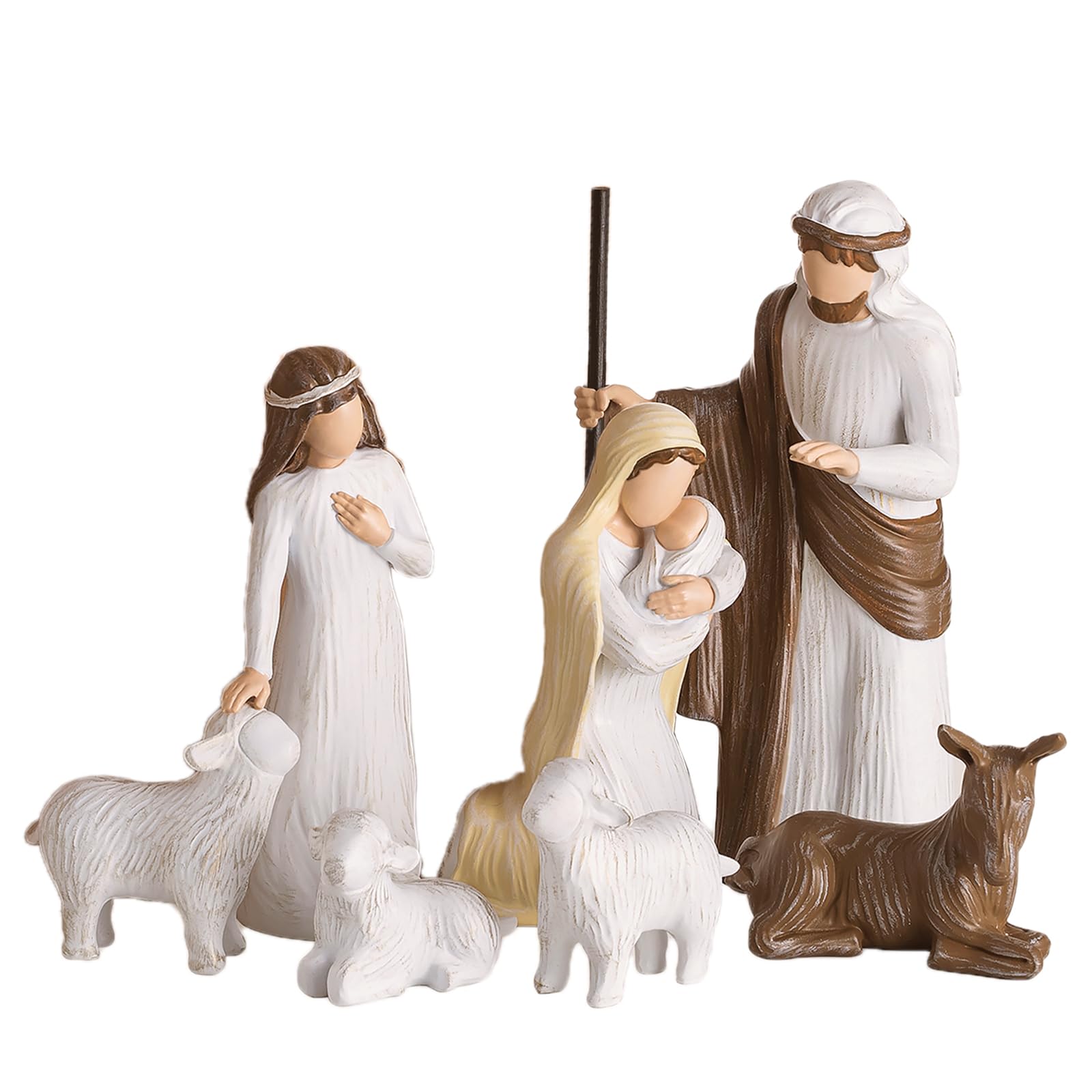 Amazon.com: Storieme Nativity Scene Sets Figures Indoor: 7-Piece Resin ...