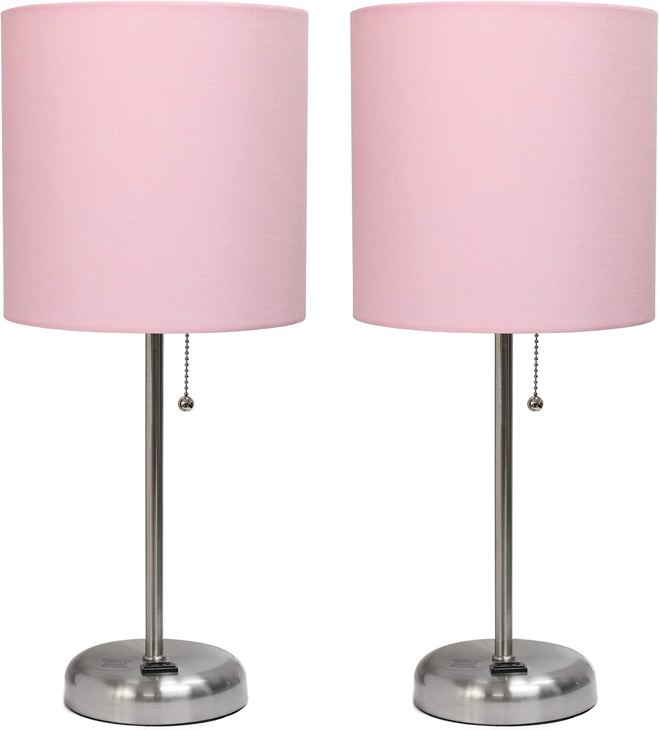 Simple Designs LC2001-LPK-2PK Brushed Steel Stick Table Lamp Set with ...