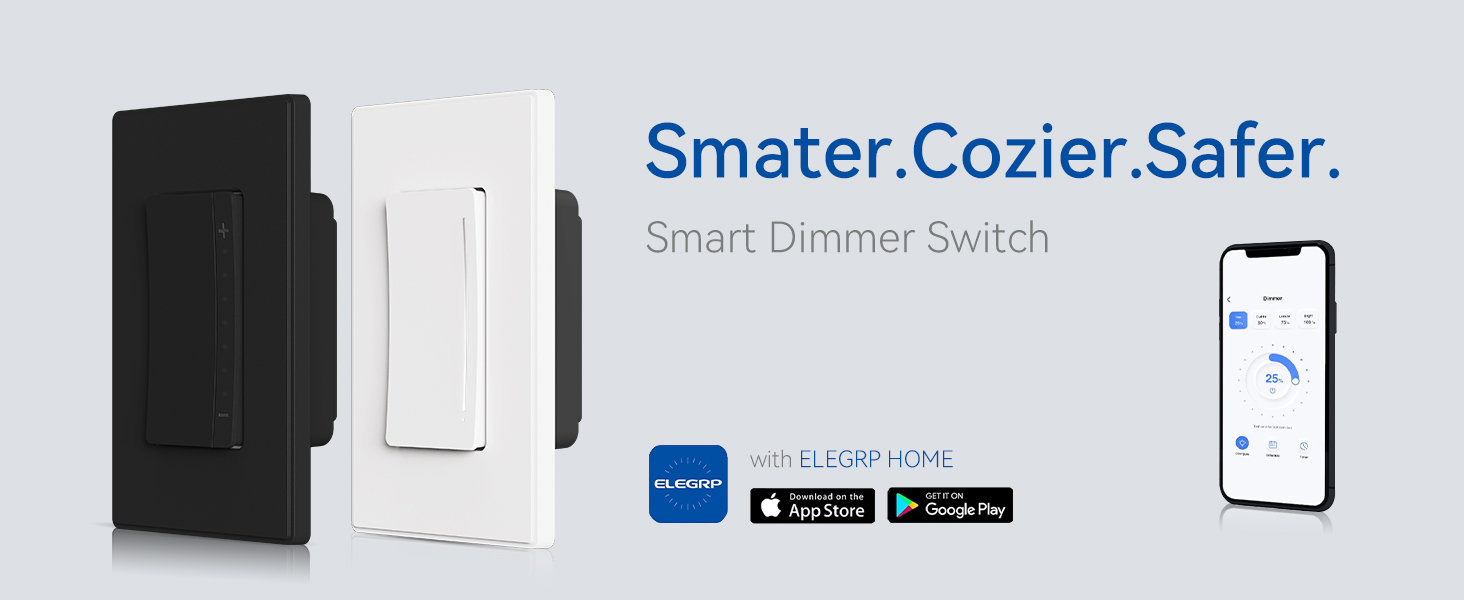 Snapklik.com : ELEGRP Smart Dimmer Light Switch DTR30, Single Pole Or 3 ...