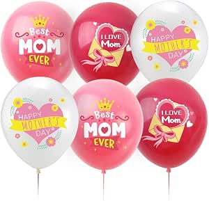 Amazon.com: 6pcs Happy Mothers Day Balloons, I Love Mom/Best Mom Ever ...