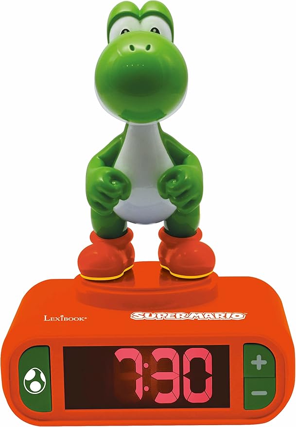 Amazon.com: LEXIBOOK, Super Mario, Yoshi Nightlight Alarm Clock, Sounds ...