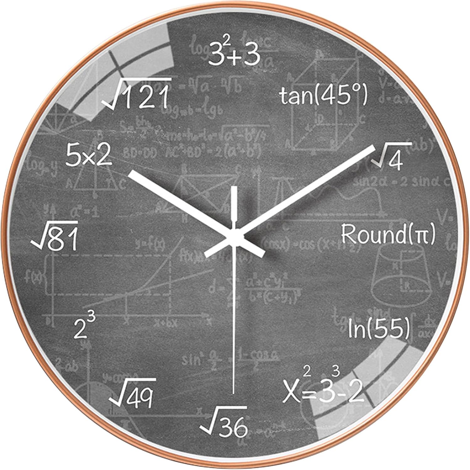 Amazon.com: QINFIEY 12 Inch Math Wall Clock Silent Non Ticking Movement ...
