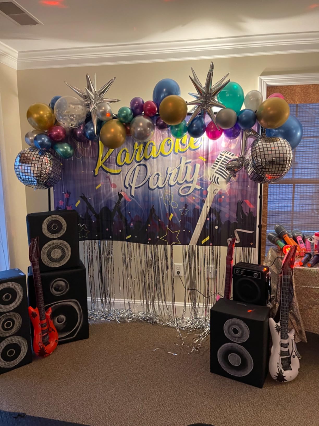 Amazon.com : Karaoke Party Backdrop - Music Disco Bday Theme Studio ...