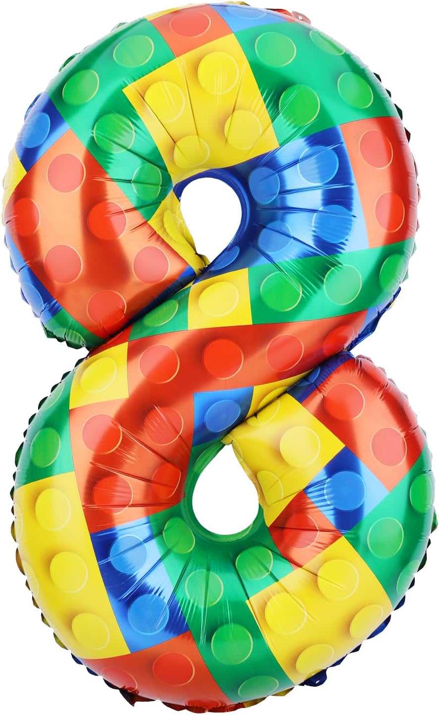 Amazon.com: 32 Inch Building Block Number Balloon, Colorful Number ...