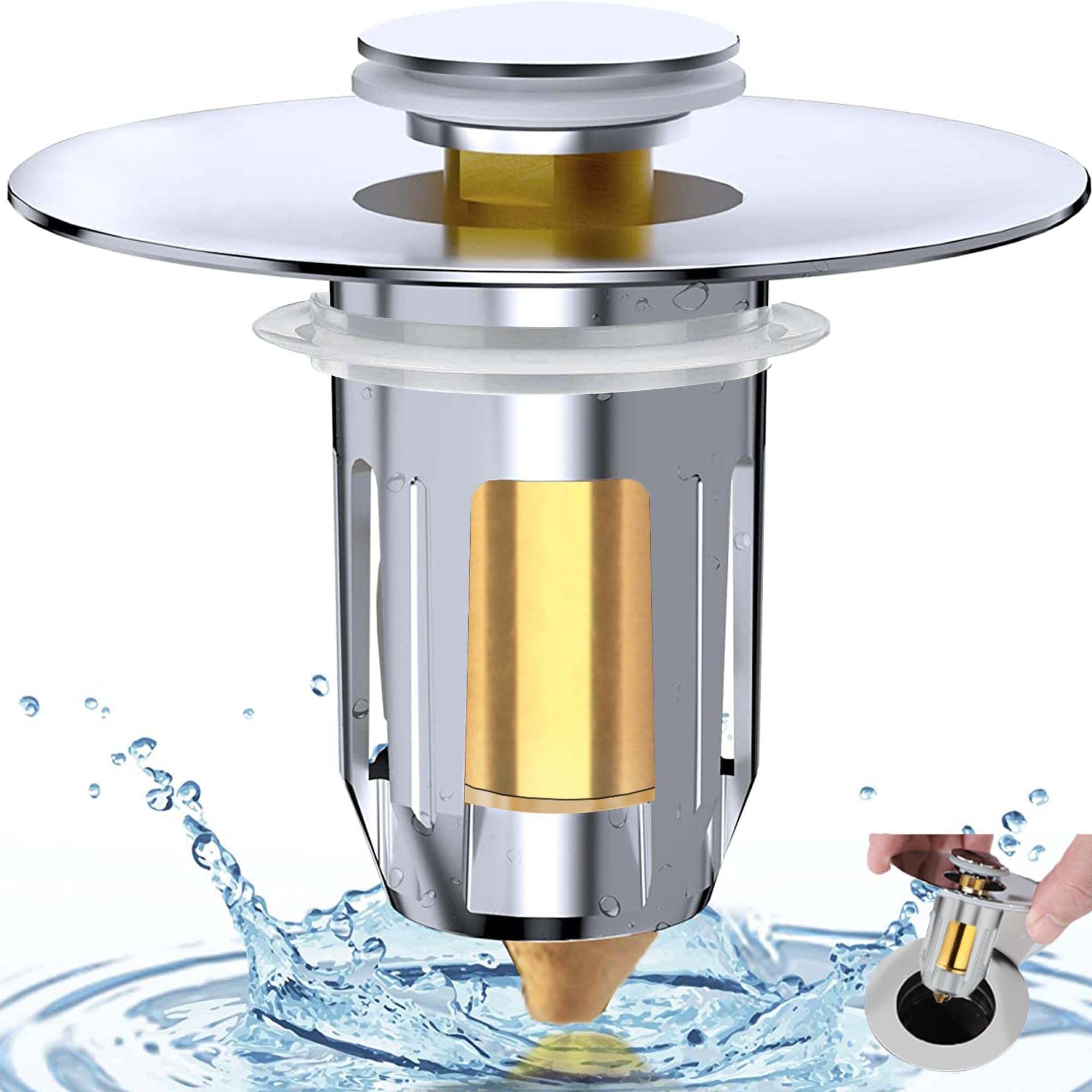 Relota Ø 34-38mm abflussstopfen Edelstahl, Universal Pop Up stöpsel ...