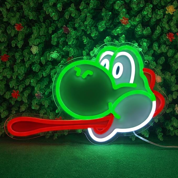 FRIFUN Mario Neon Sign Yoshi LED Lights Dinosaur Neon Light 16in Anime ...