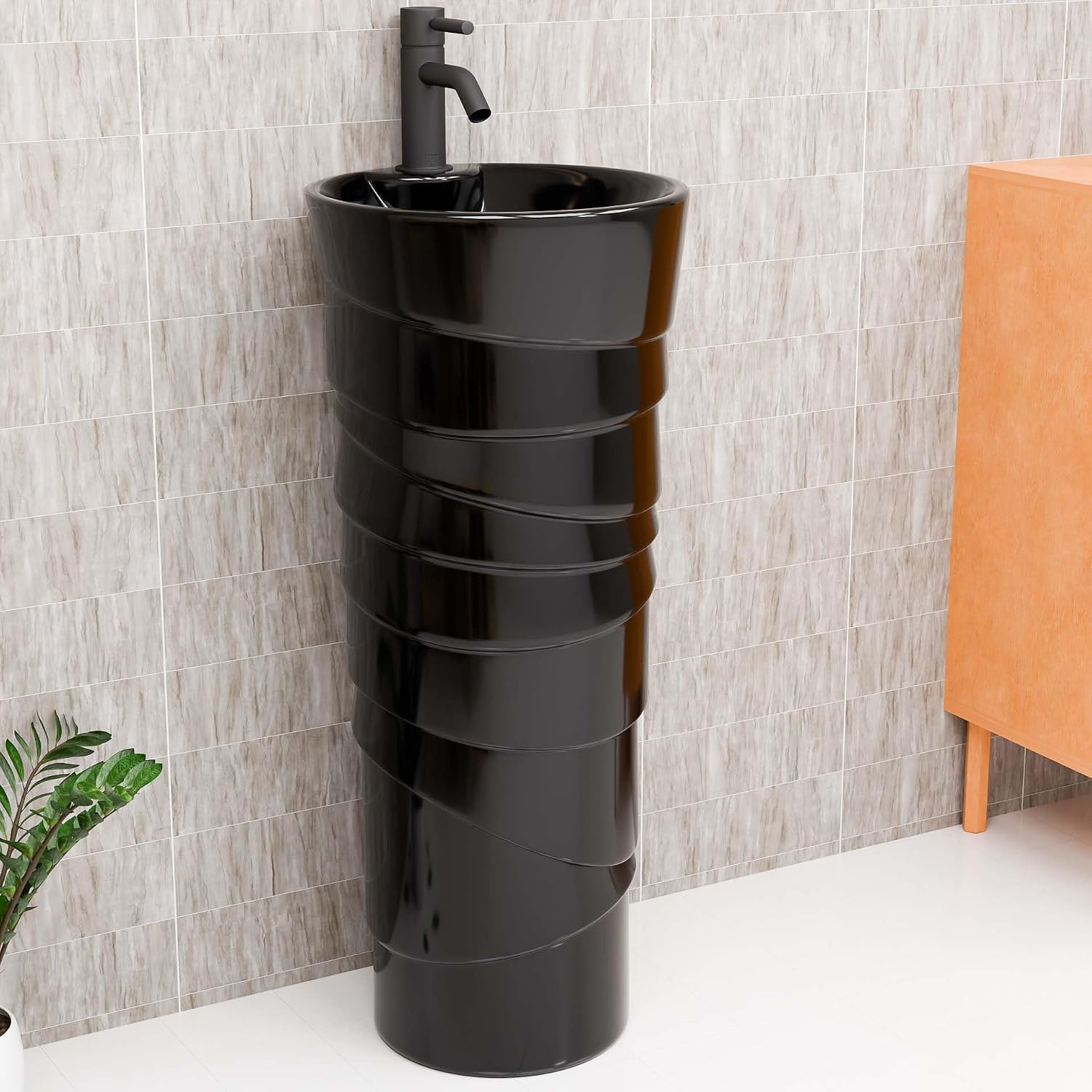 InArt Ceramic One-Piece Pedestal Wash Basin | Free-Standing Pedestal ...