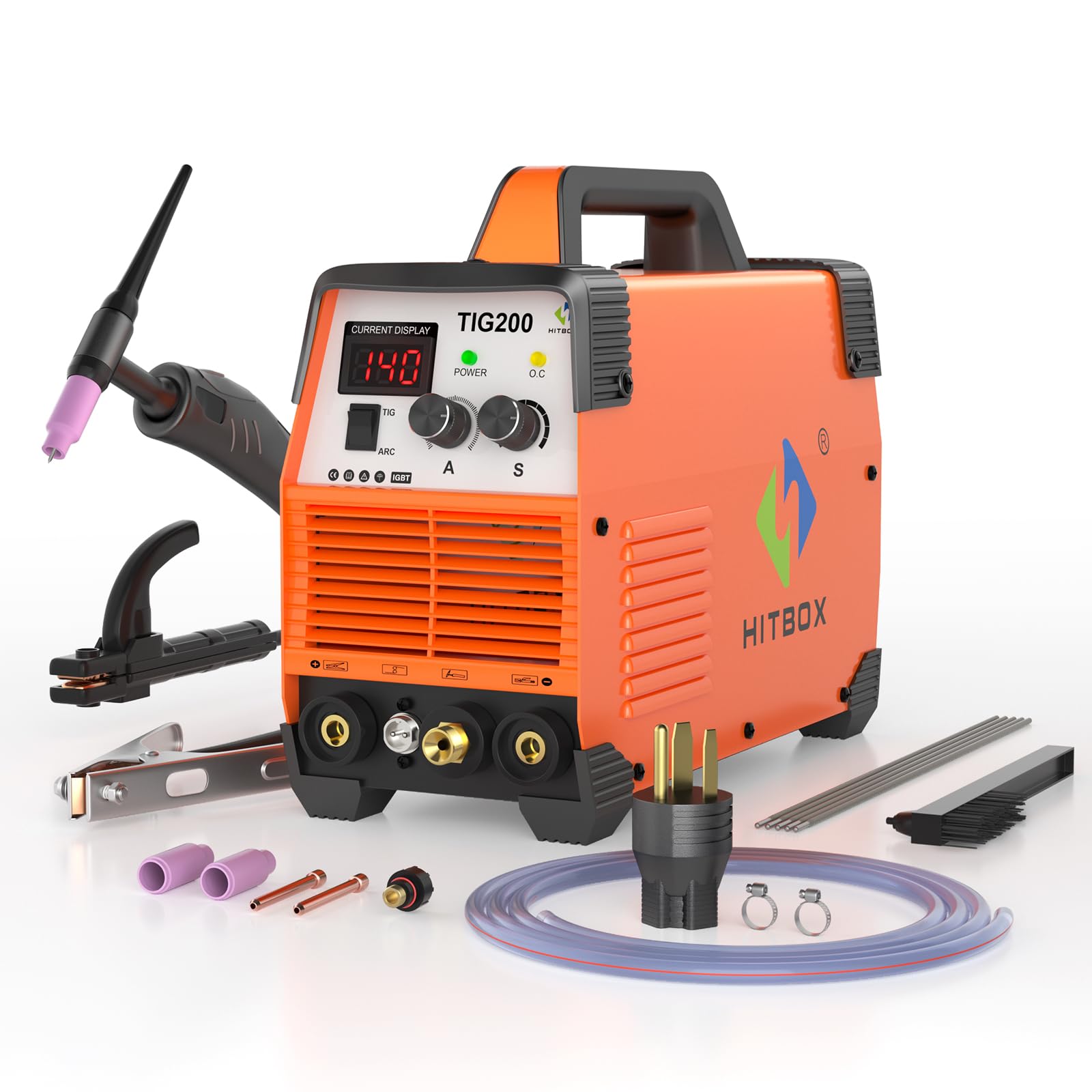 HITBOX 200A TIG Welder, 2 in 1 HF TIG/Stick Welder, 110v/220v Dual ...