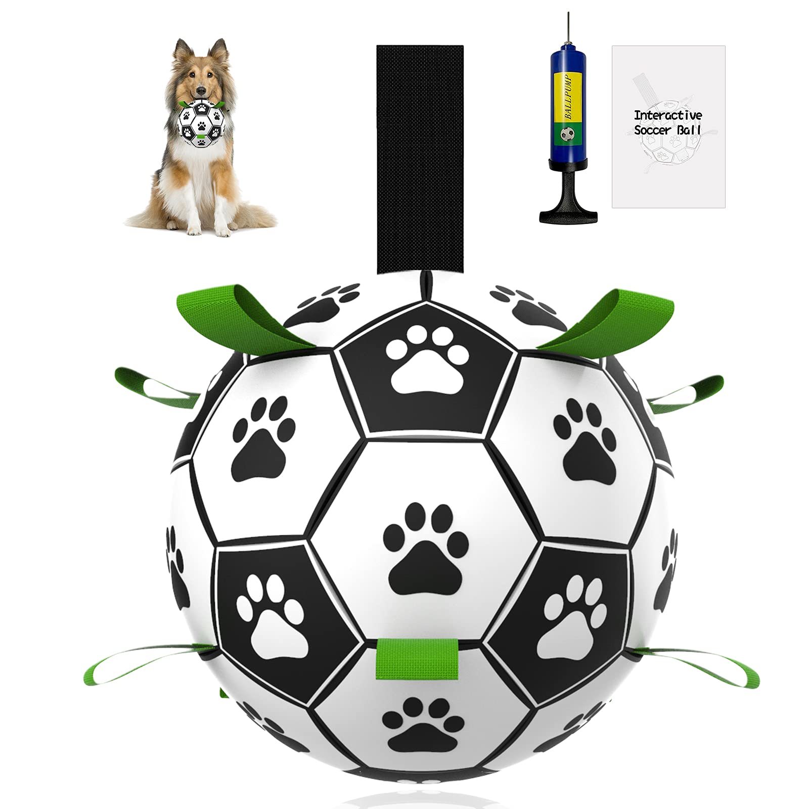 Dog Ball, Pakaserily Large Dog Soccer Ball 7.5inch Interactive Dog Toy ...