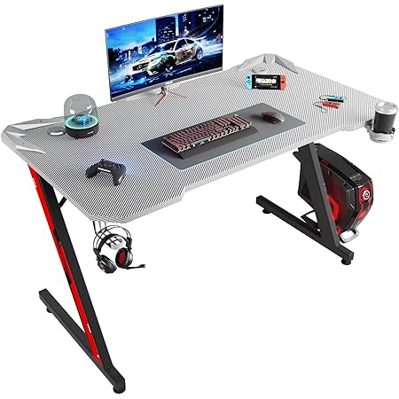 Amazon.com: SEVEN WARRIOR Gaming Desk 60 INCH, T- Shaped Carbon Fiber ...