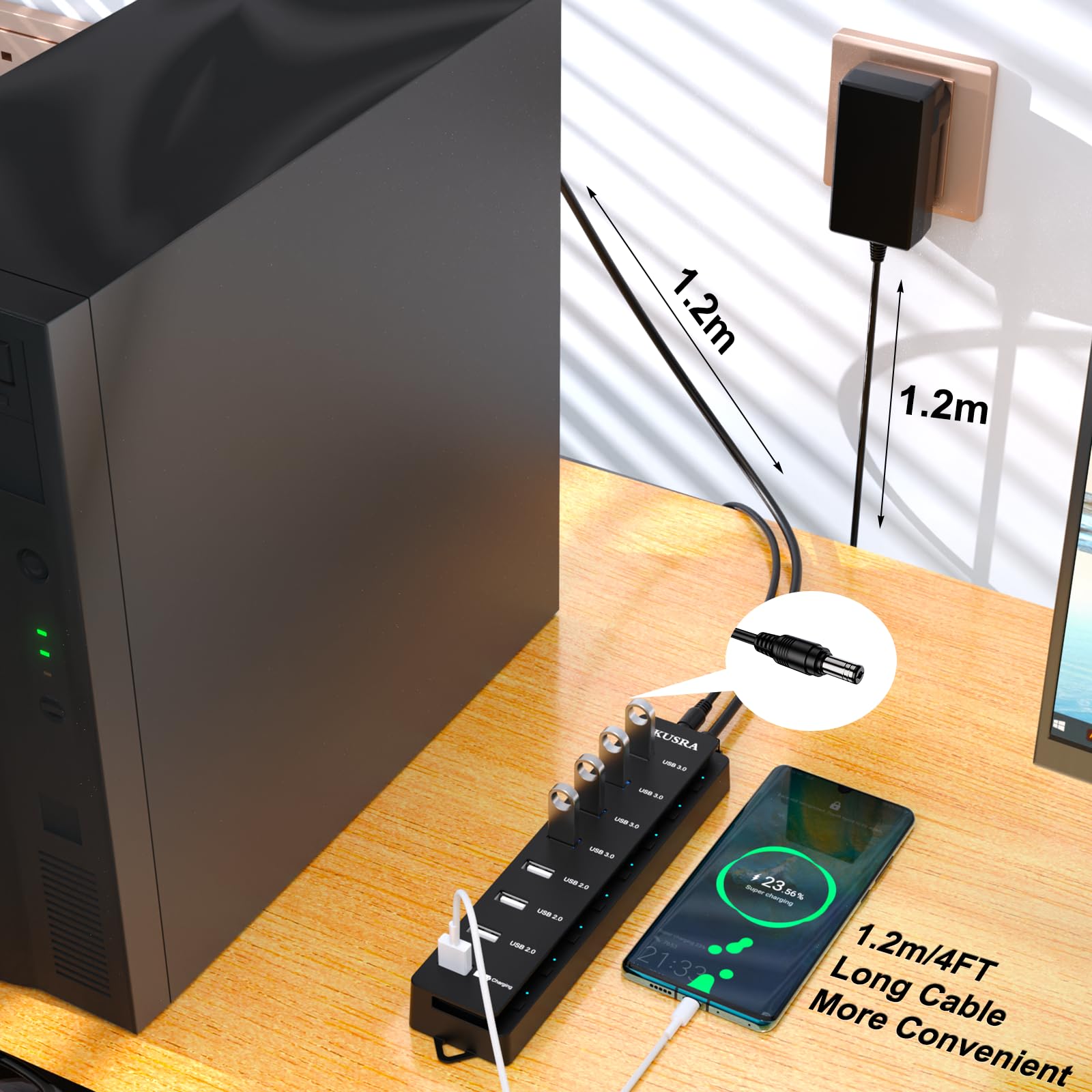 Snapklik.com : Powered USB Hub,VKUSRA 8-Port USB Hub