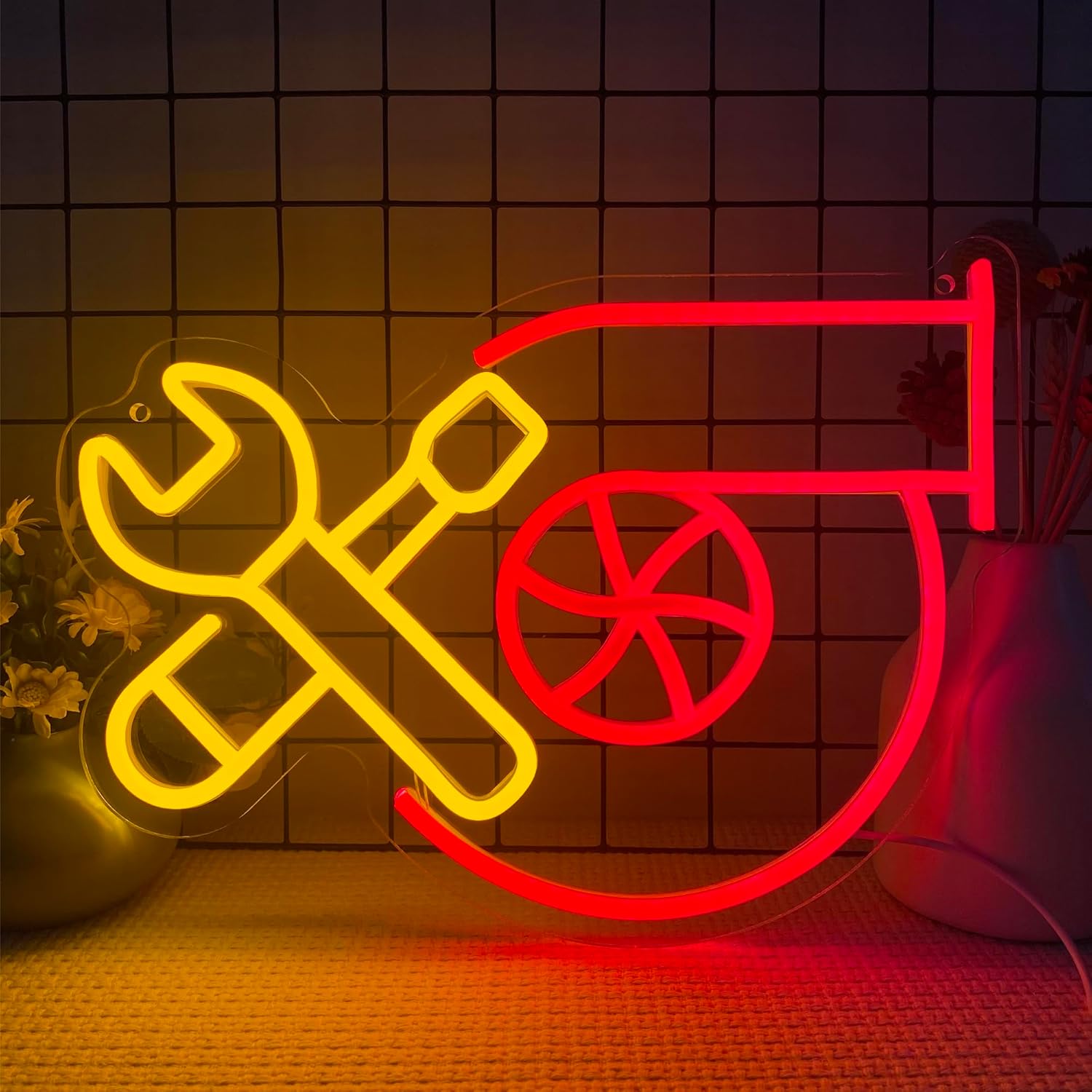 Garage Turbo Neon Light, Wrench Turbo Neon Signs for Wall Decor, LED ...