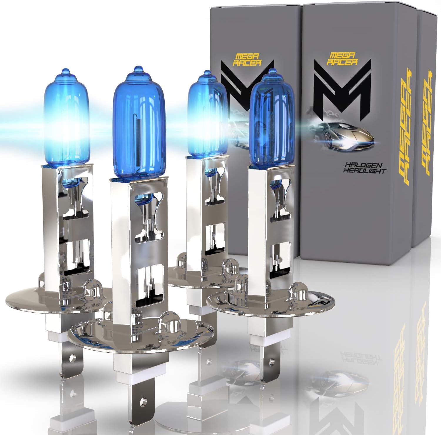 Amazon.com: Mega Racer Combo 2 Pair H1 Super White 5000K Xenon Halogen ...