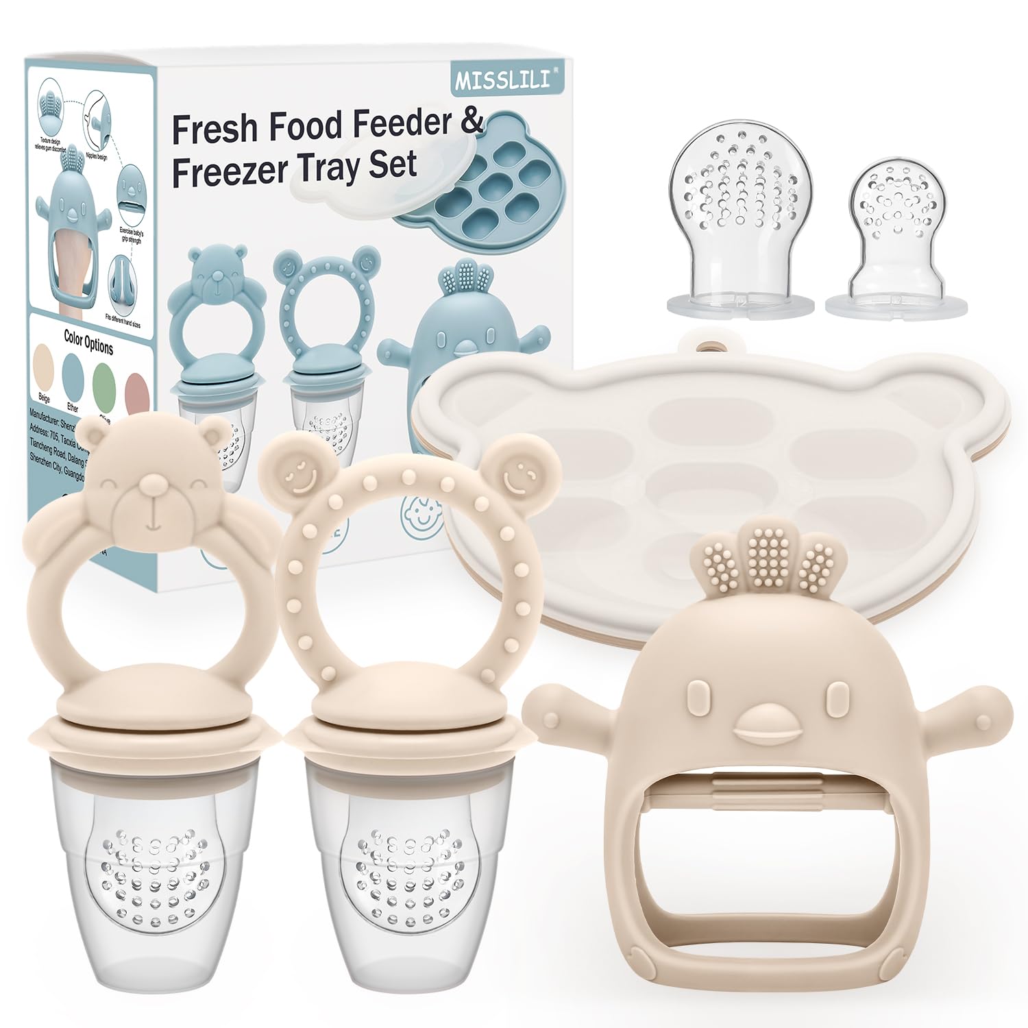 MISSLILI 4Pcs Baby Silicone Fruit Food Feeder Pacifier & Breastmilk ...