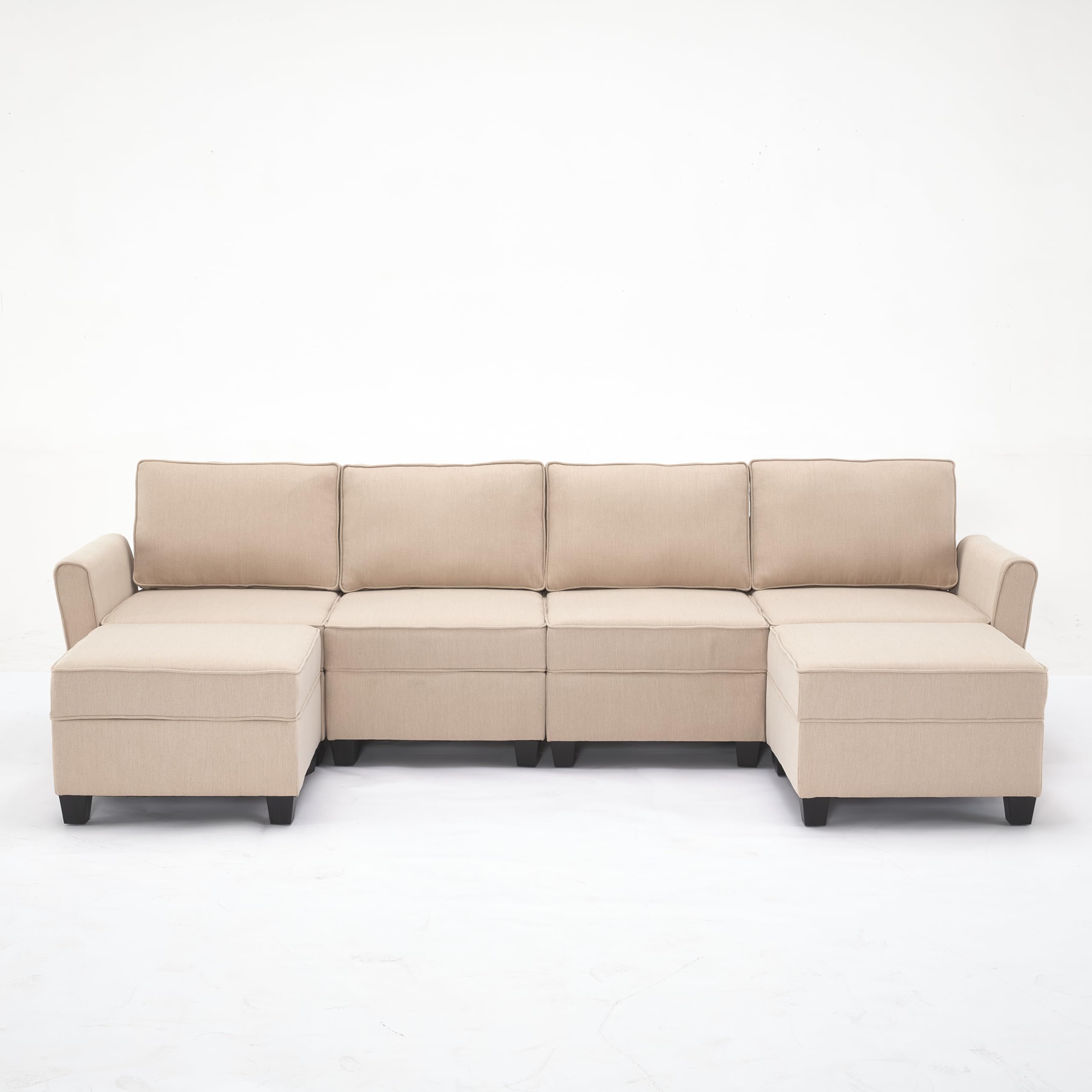 Amazon.com: Divano Roma Furniture Modern Chenille Fabric U-Shaped 6 ...
