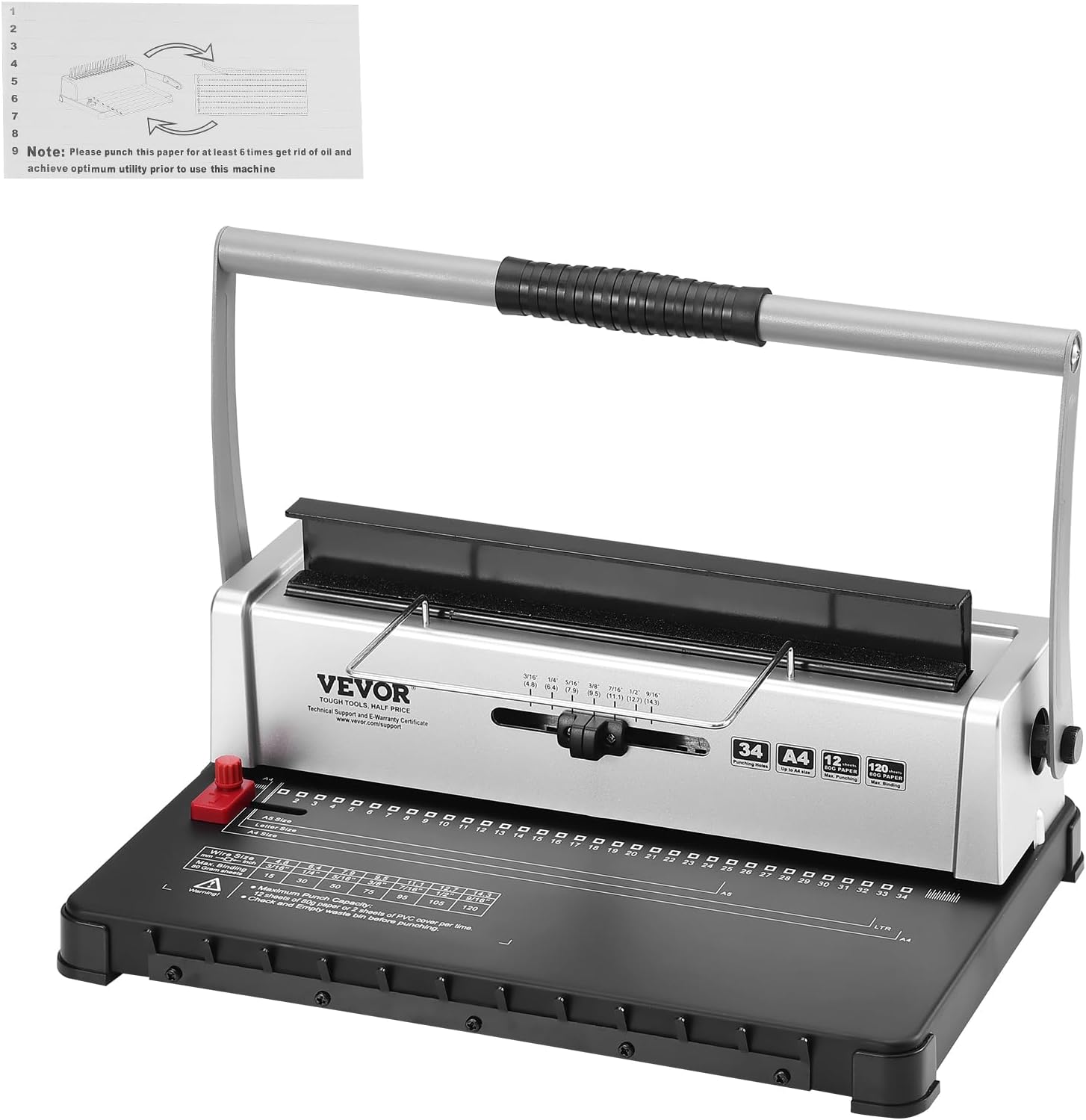 VEVOR Coil Spiral Binding Machine, Manual Book Maker 34-Holes Binding ...