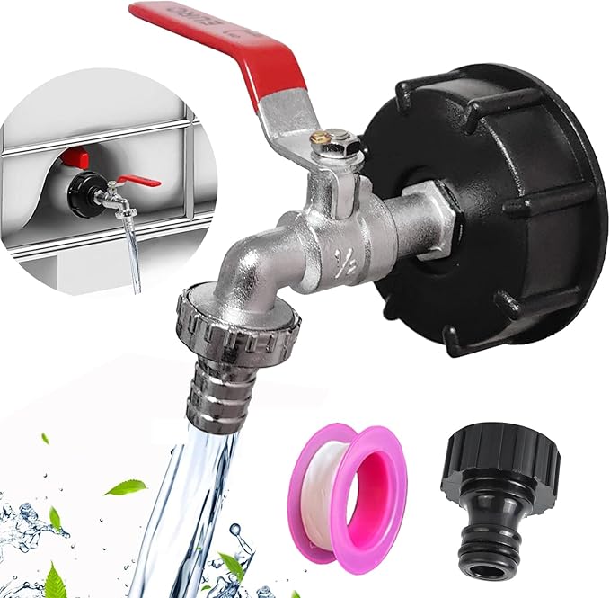 Bikasun 1/2" Leakproof IBC Tank Fittings, IBC Outlet tap, 1000L Water ...