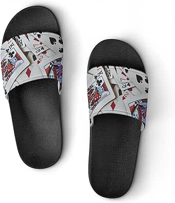 Amazon.com | Playing Cards Poker Games Queen King Womens Slide Sandals ...