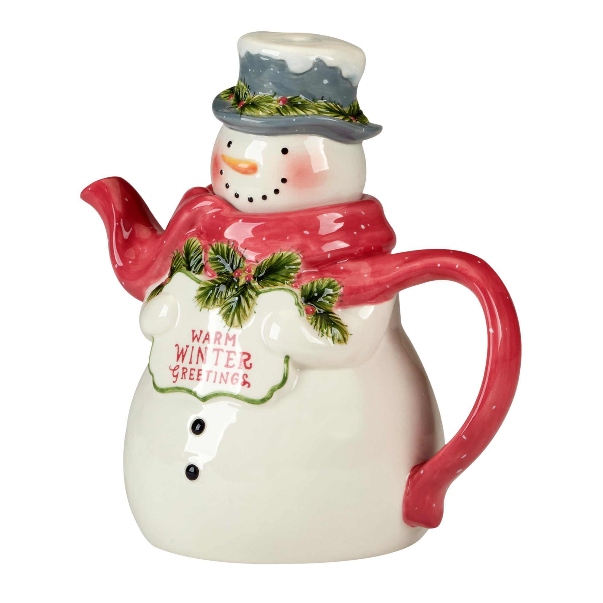 Amazon.com | Certified International Snowman Greetings 3-D Teapot ...
