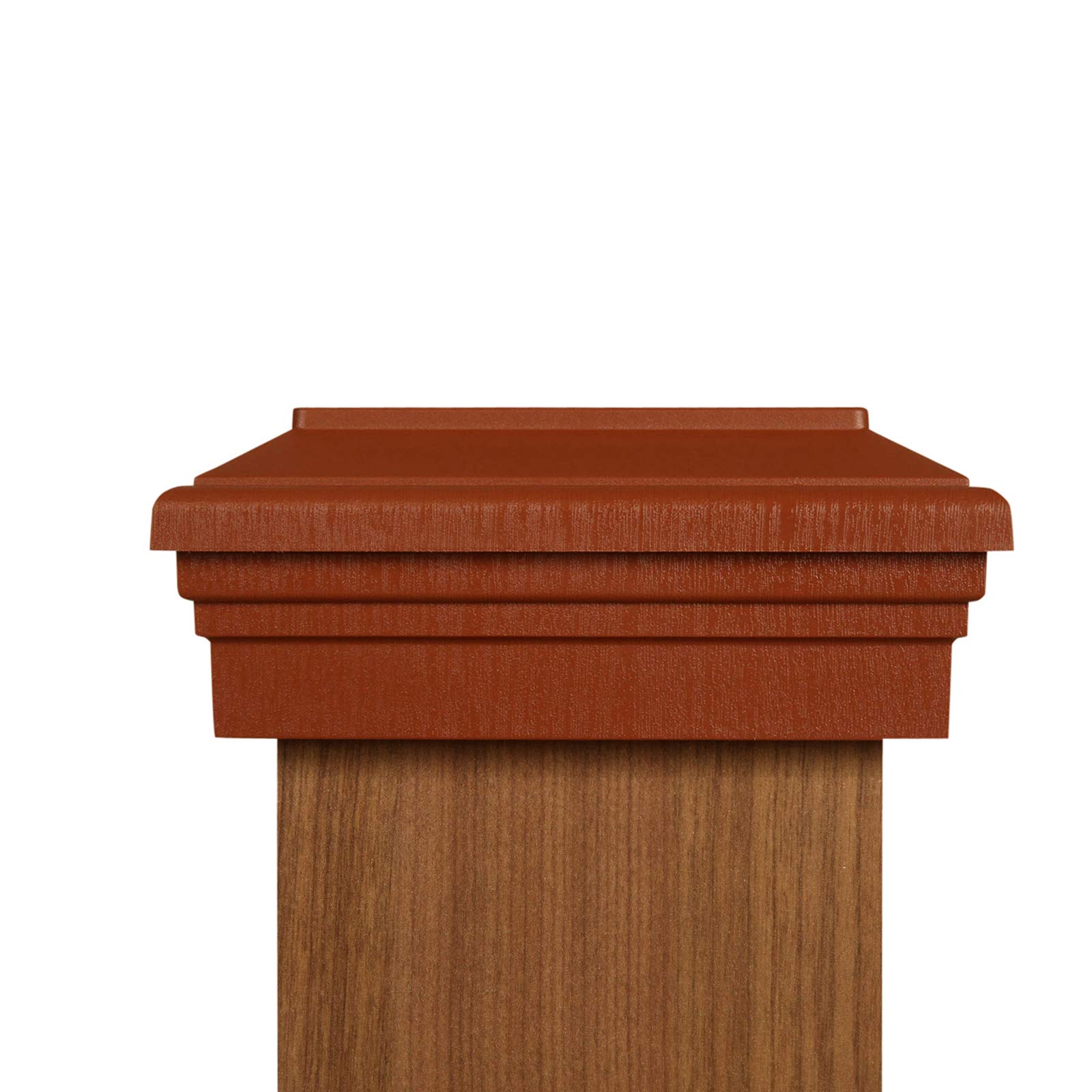 6x6 Post caps Actual (6.0" up to 6.25") Cedar Color Flat Newel Newport ...