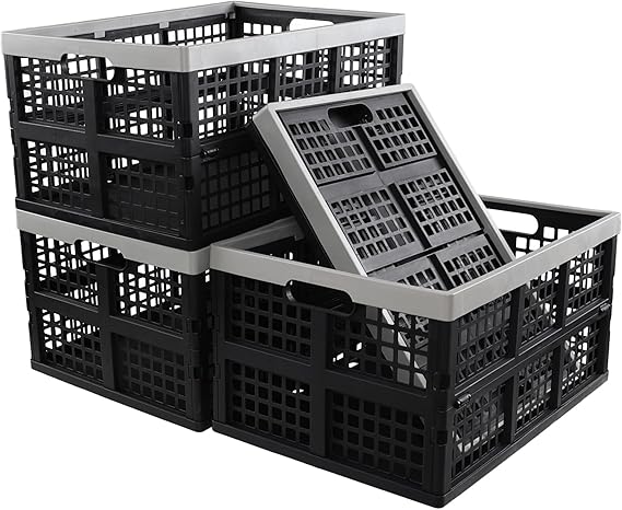 Amazon.com: Oymlclivisa 42L Large Plastic Folding Storage Crates ...