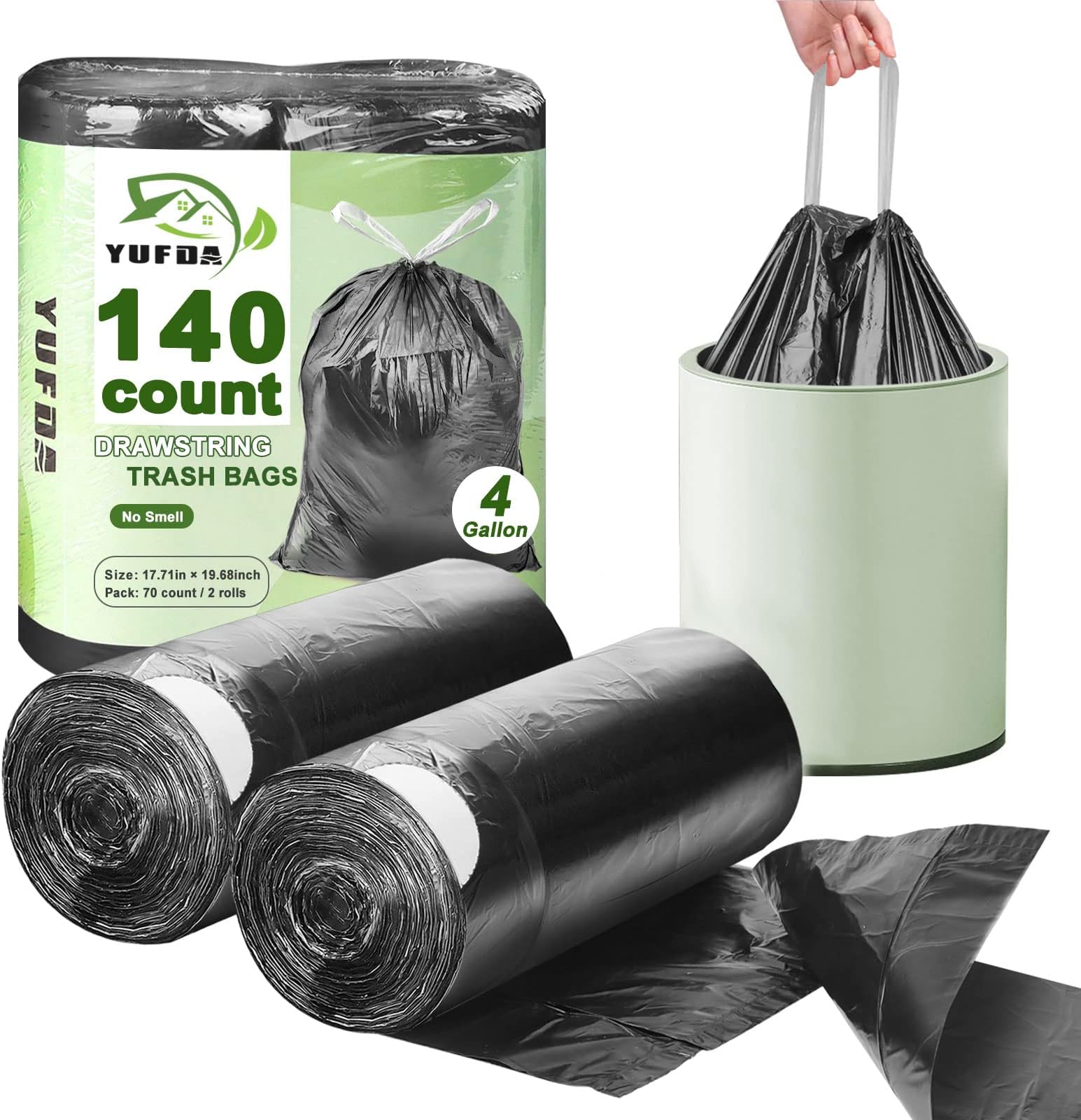 Amazon.com: Drawstring Garbage Bags, Thick Durable Leak-Proof Trash ...