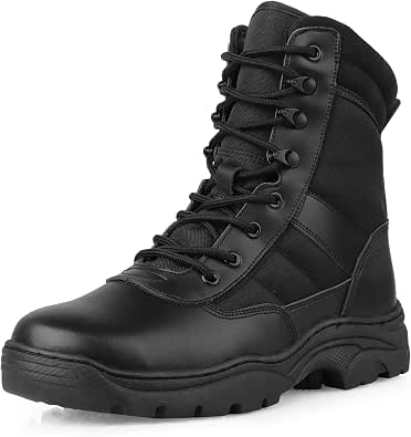 QUNLON Men’s Breathable Army Tactical Military Boots Lightweight Combat ...