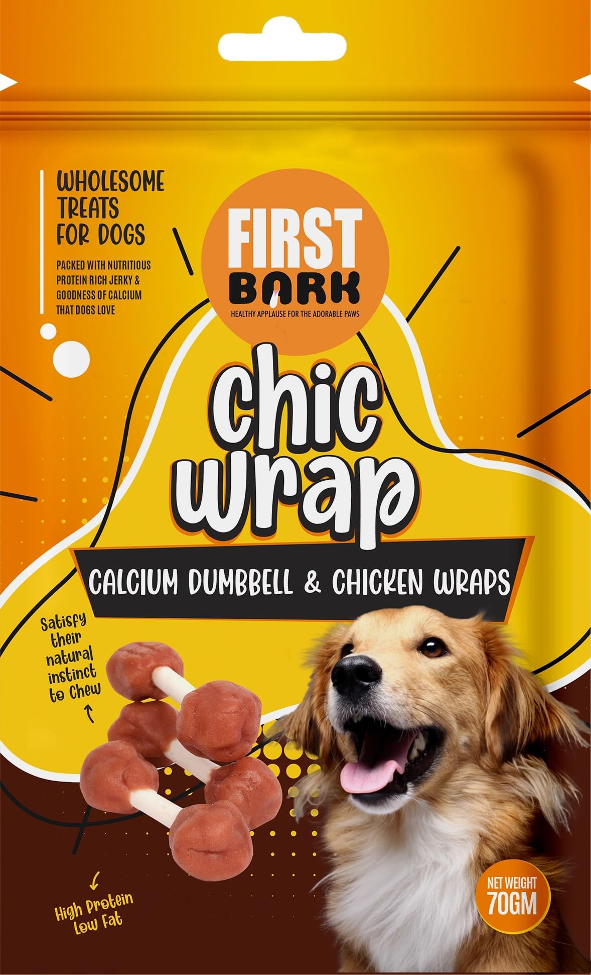 Buy First Bark Chic Wrap Calcium Dumbbell & Chicken Wraps Flavour (Pack ...