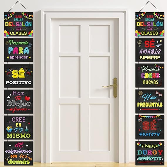 Amazon.com: Faccito Spanish Classroom Decoration Motivational Banner ...