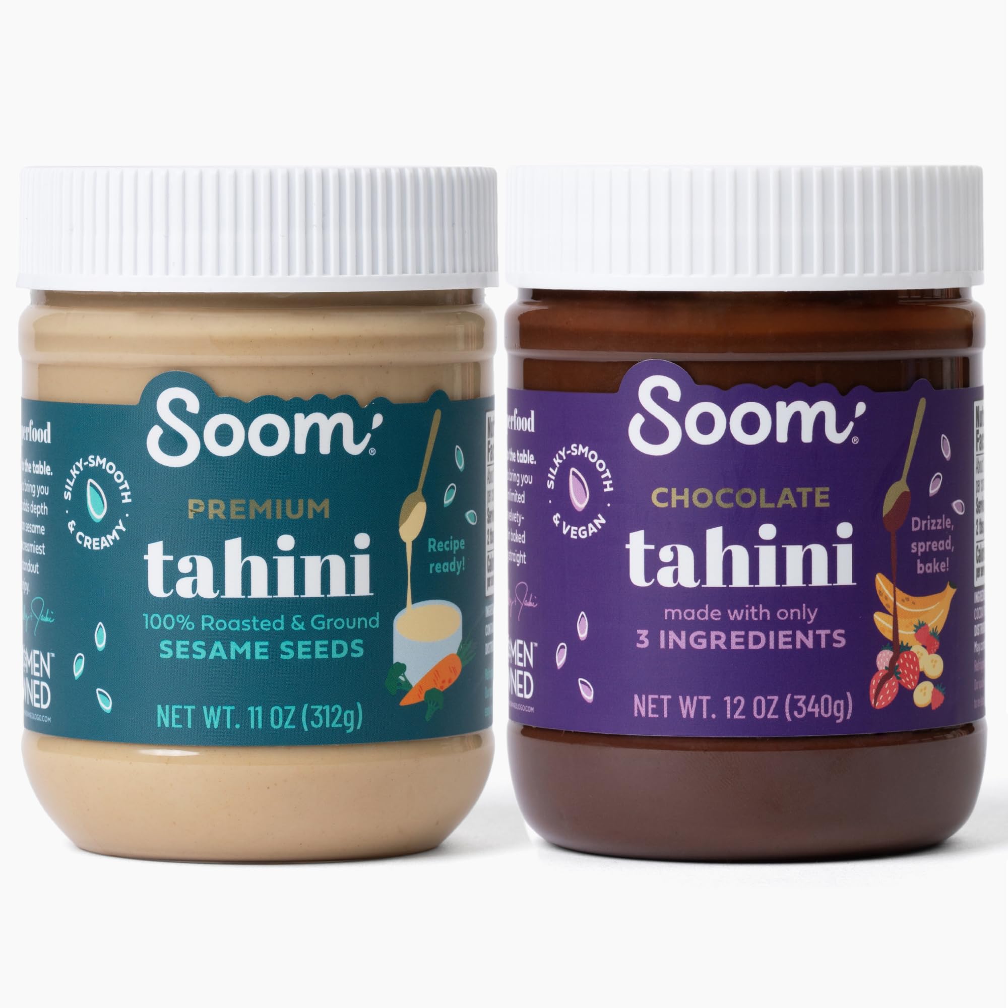 Amazon.com: Soom Foods Sesame Tahini Paste Two Flavor Sampler: (1 ...
