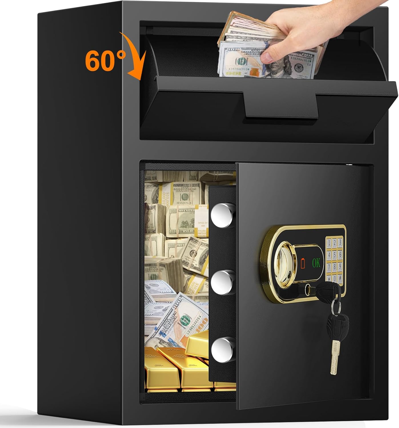 2.6 Cubic Fireproof Drop Safe for Business, Anti-Theft Drop Slot Safes ...