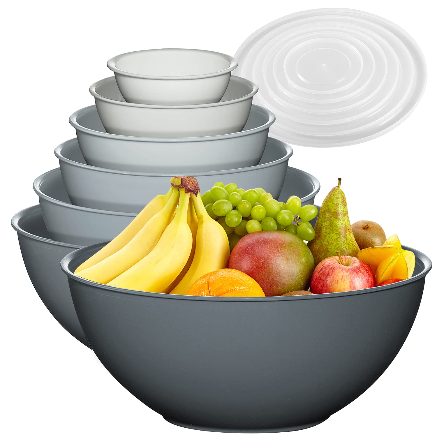Snapklik.com : 12 Piece Plastic Mixing Bowls Set, Colorful Nesting Bowls