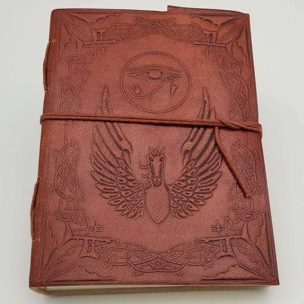 Eye of Horus/Third Eye/Pegasus Leather Journal – 5 by 7 inches – Blank ...