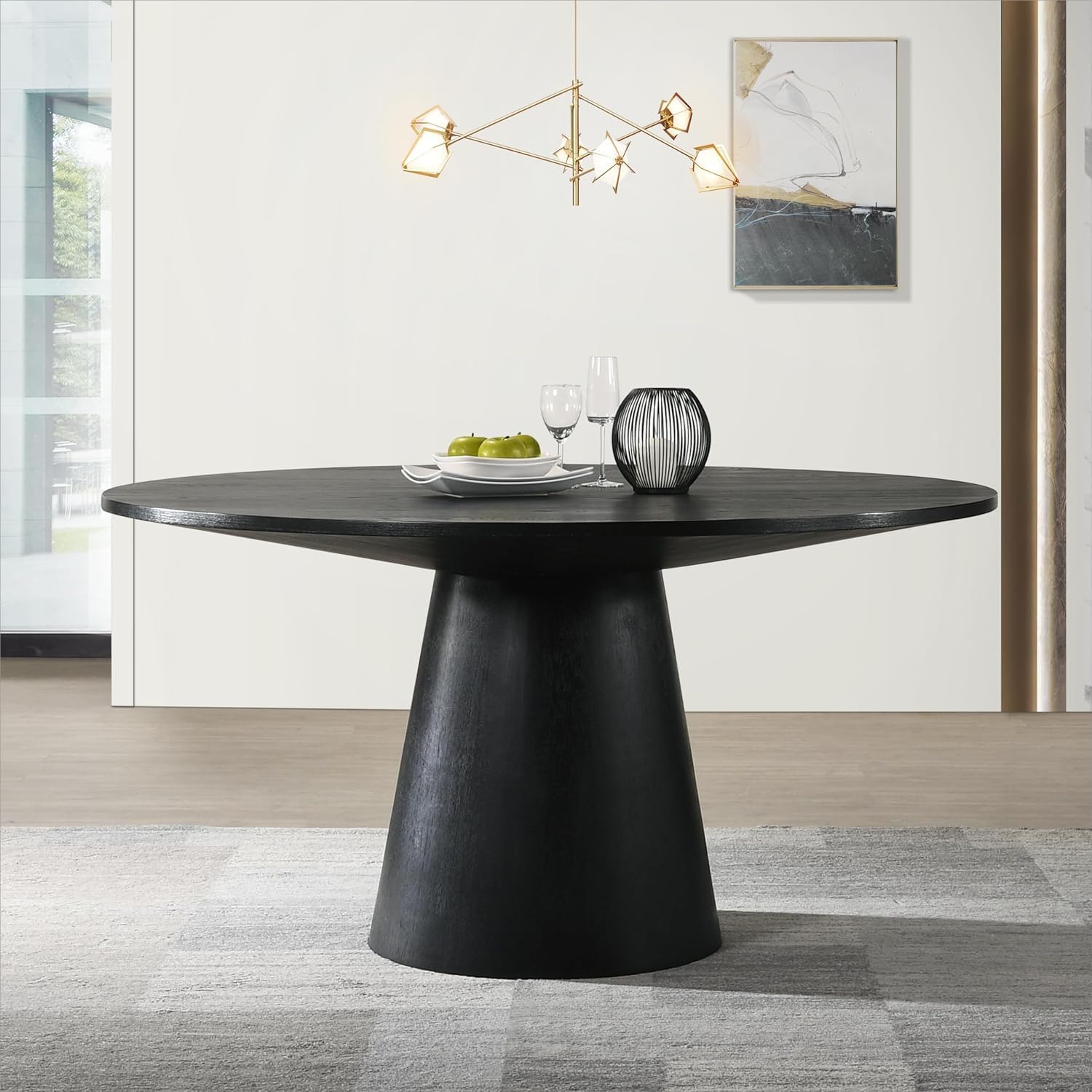 Amazon.com - JUSTONE 47" Black Round Dining Table for 4-6, Farmhouse ...