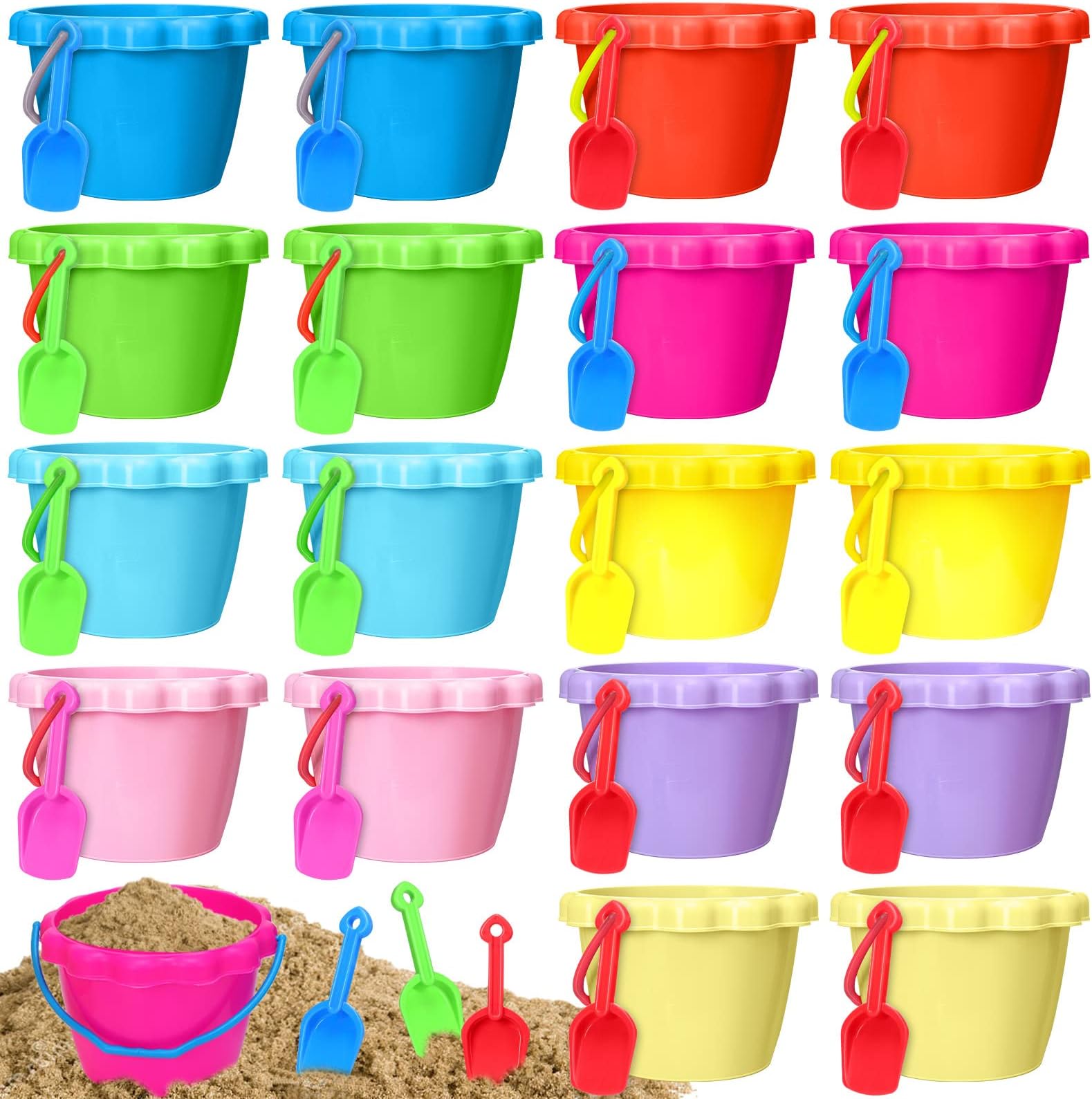 Amazon.com: Holady 5'' Inch Sand Beach Buckets Pail with Shovels,Water ...