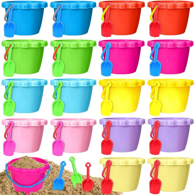 Amazon.com: 36 Pcs 6'' Sand Buckets and Shovels Bulk Small Plastic ...
