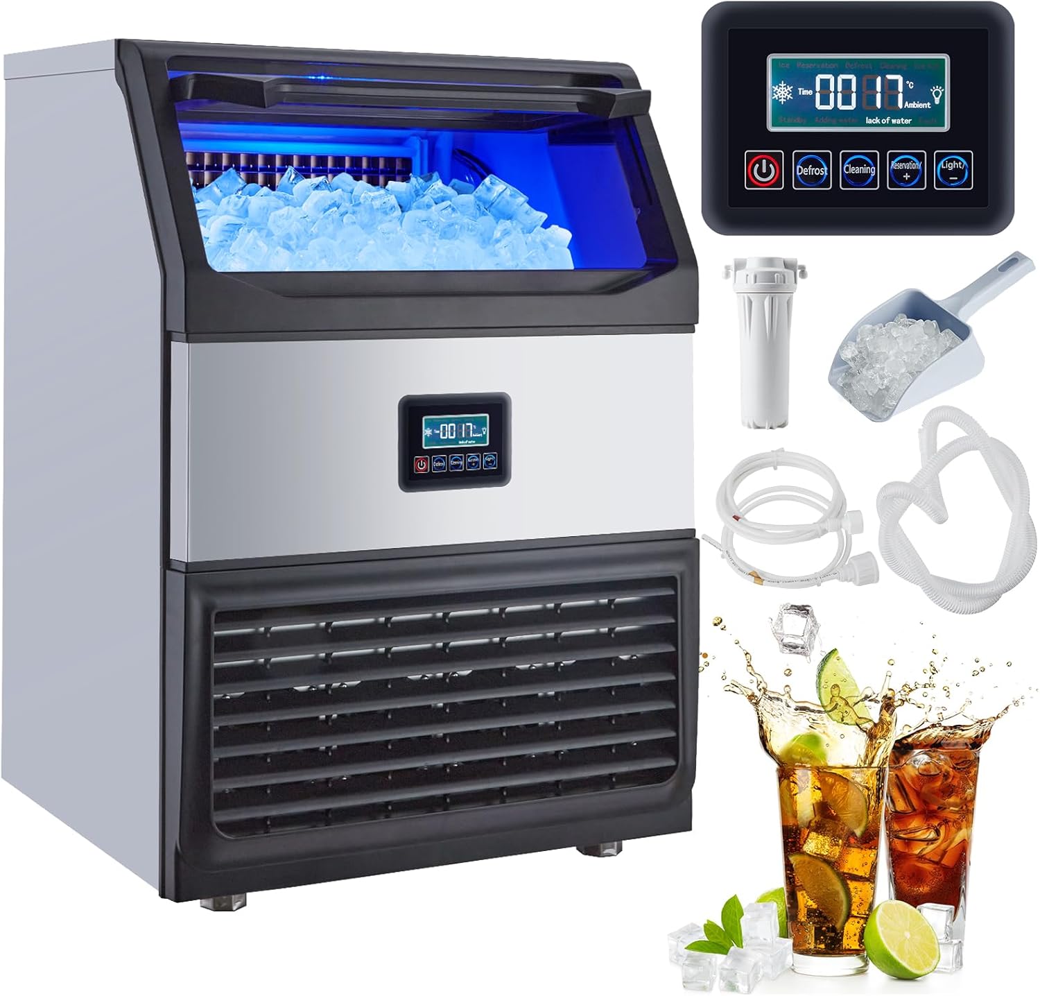 Amazon.com: GarveeTech Commercial Ice Maker Machine, 200LB/24H ...
