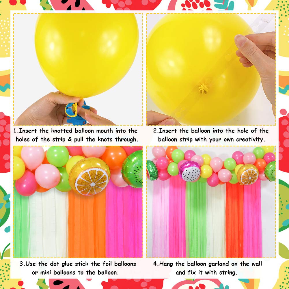 Twotti Frutti Party Backdrop with 54Pcs Fruit Balloon Arch Garland Kit ...