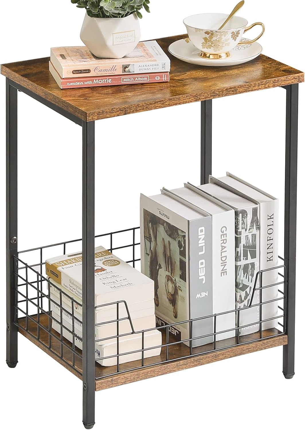 Amazon.com: YMYNY 2-Tiers End Table, Side Table with Storage Shelves ...
